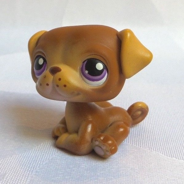 LITTLEST PETSHOP LPS #133 HASBRO DOG CHIEN CARLIN MARRON YEUX VIOLET ...