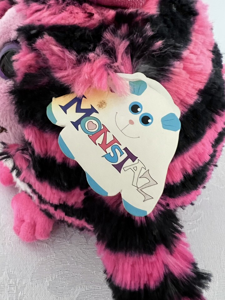 TY Beanie Monstaz Zoey 6” Pink & Black Stripe • NO SOUND/ Battery ...
