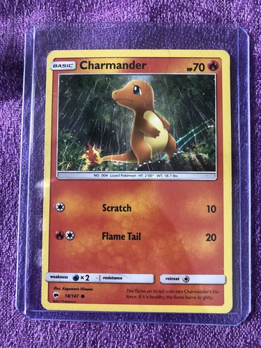 Charmander 18/147 Basic, Burning Shadows, Sun & Moon, NM Pokemon card ...