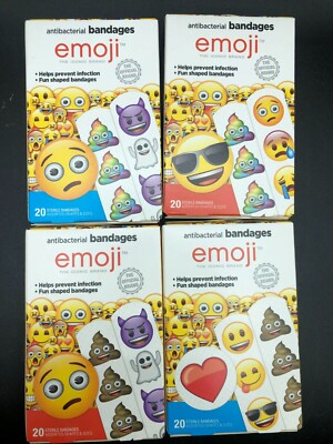 Kids Emoji Bandages 20 In Box 10 Strips + 10 Spots each Band-aids. 4 ...