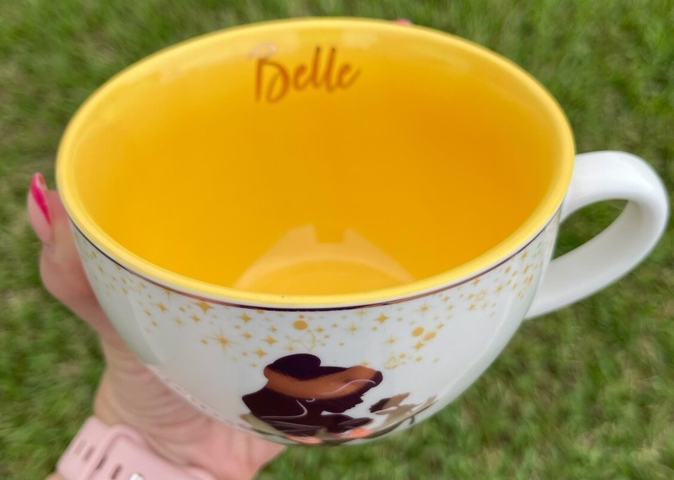 NEW BELLE Teacup DISNEY PRINCESS Rose Gold Trim | eBay