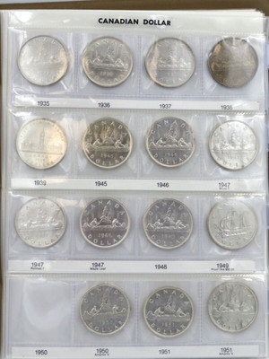 Complete Set of Canadian Silver Dollars $1 1935 to 1967: 1948, 1945 ...
