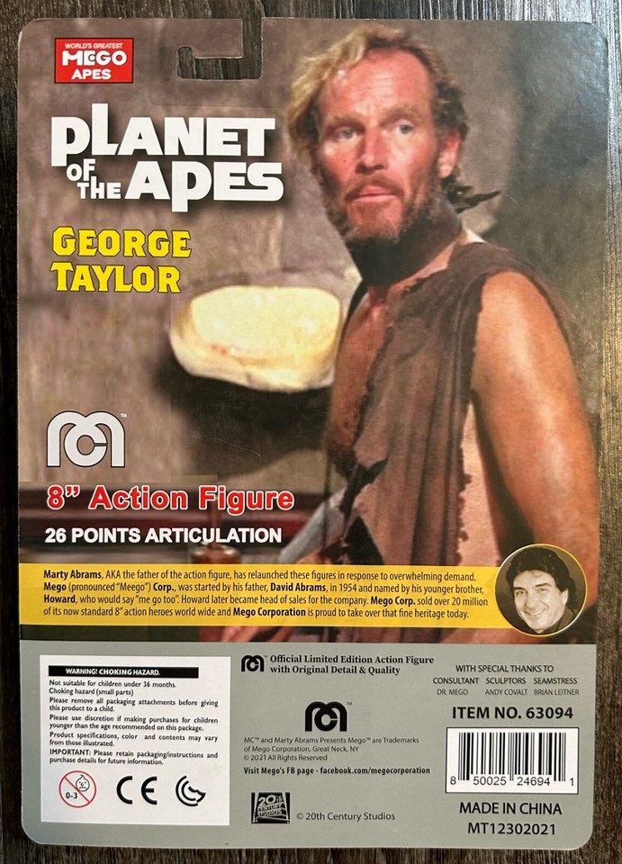 MEGO Planet Of The Apes George Taylor 8” Action Figure Topps Exclusive ...