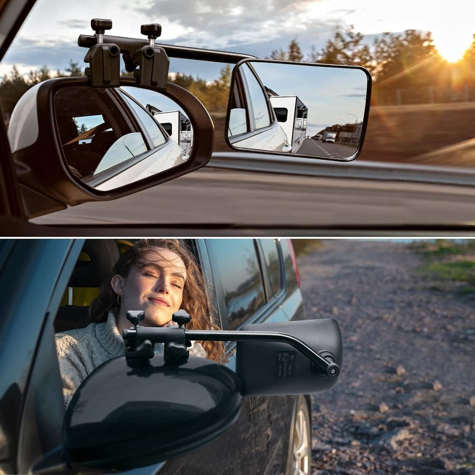 Universal Trailer Mirrors Clip on Bracket Towing Mirrors 360° For RV ...