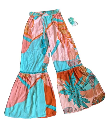 True Destinations Resort Wear Flare Pants Beach Palm Trees Coverup sz M ...