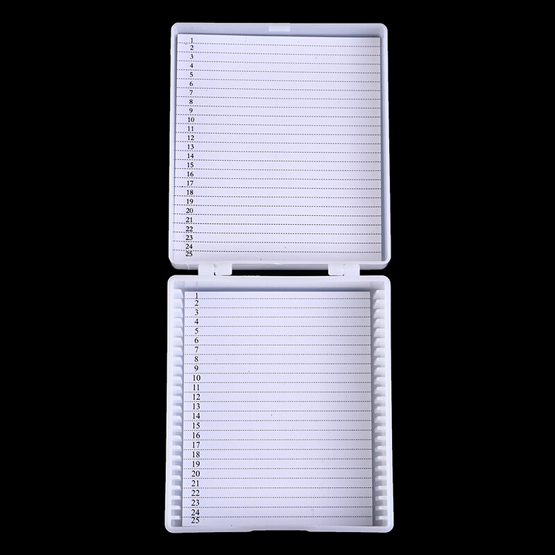 Plastic Microscope Glass Slide Box 25pcs Biological Slices Storage Case ...