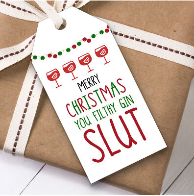 Funny Rude Filthy Gin Slt Christmas Gift Tags (Present Favor Labels ...