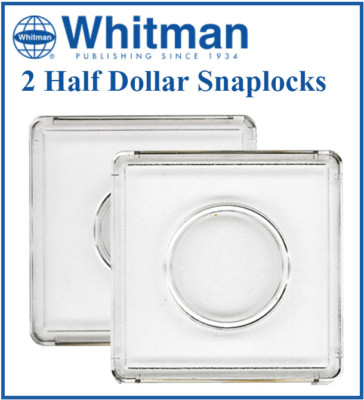 2 Coin Snaplock 2x2 Clear Plastic Holders For HALF DOLLAR Coin Display ...