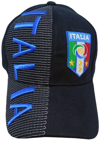 Italy Italian Italia Country Letters Blue & Black 3D Embroidered Shadow ...