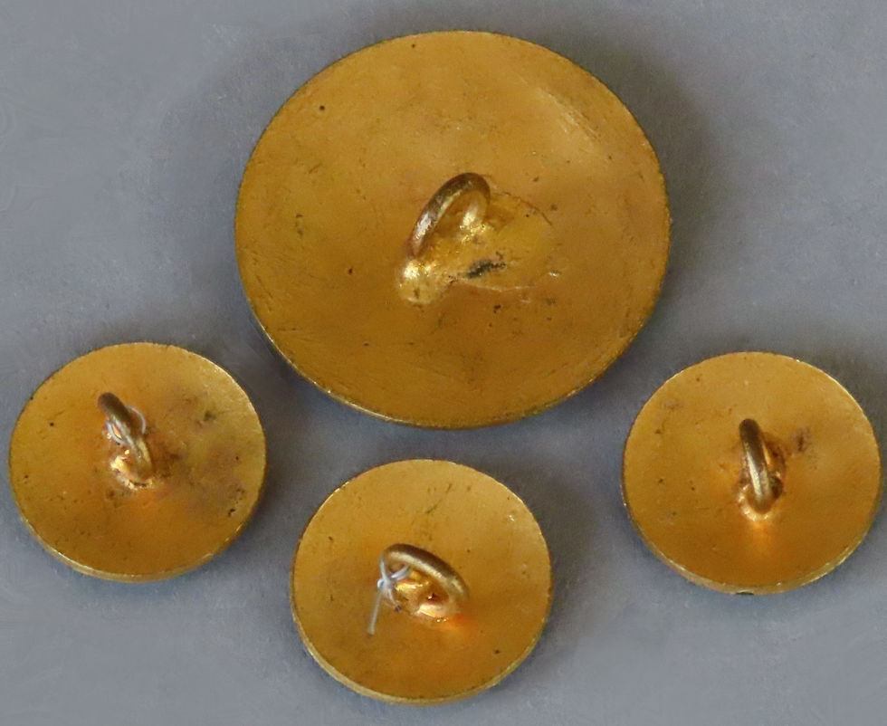 Set 4 Antique FRENCH BUTTONS 1/2" - 15/16" Champleve + HP Enamel BLUE ...