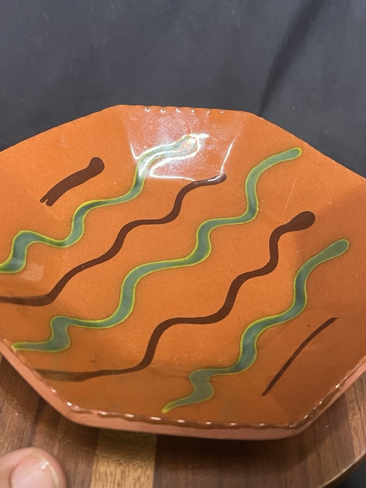 Breininger Pottery Glazed Folk Art Redware Plate, 2000, 6-3/4" Signed ...
