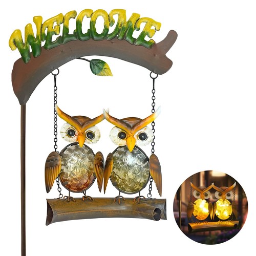 Solar Lights Outdoor Decor, Owl Swing Garden Decor, Owl Gifts for Mom ...