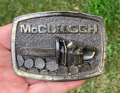 Vintage McCulloch Super Pro Mac Chainsaw Logging Belt Buckle | eBay