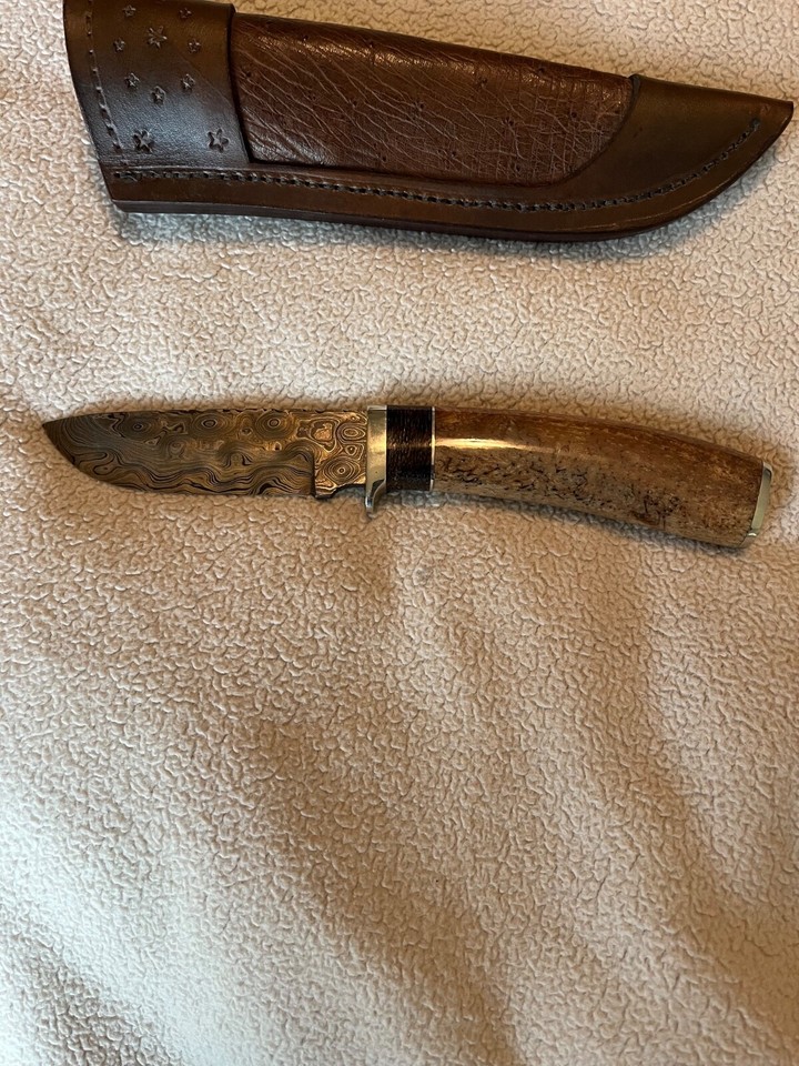 Custom Knife Herb Derr Oosic Bone with ostridge sheath | eBay