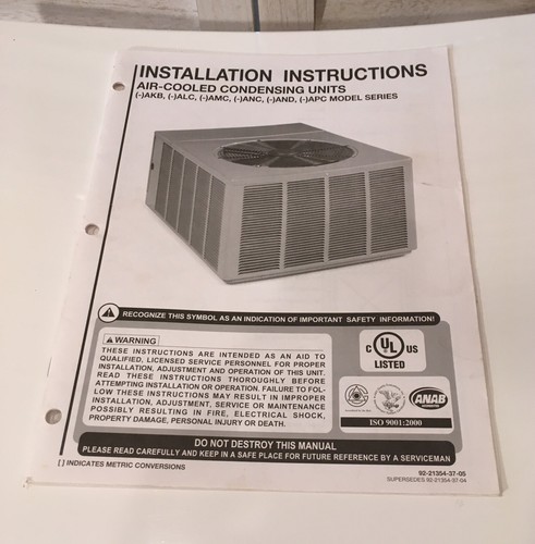 Installation Instructions for Air-cooled Condensing Units | eBay