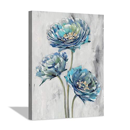 Abstract Floral Canvas Wall Art: Blossom 16"x12"x1 panel Blue Floral ...