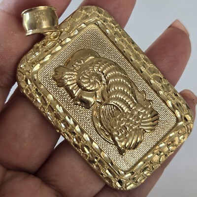 Big Solid 10k yellow gold Lady Fortuna Nugget Suzi pendant charm 2.65 ...