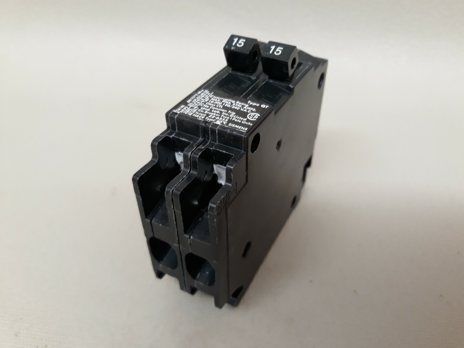 Siemens ITE 15 Amp Q1515 Type QT Twin Circuit Breaker 120/240 Volts ...