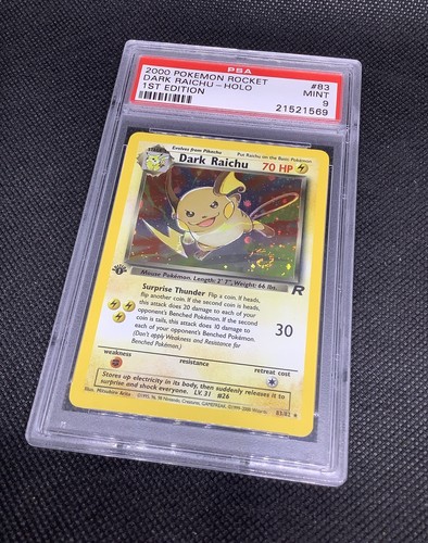 Original PSA 9 FIRST EDITION Holo Dark Raichu Team Rocket Set Pokemon ...