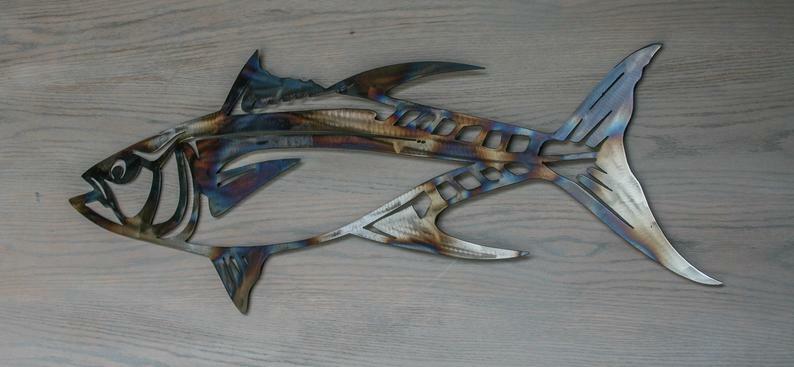 Tuna fish sign wall art wall decor metal sign handmade fish art yard ...