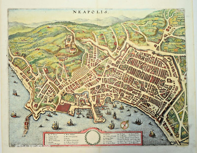 ITALIA - NEAPOLIS, A GENUINE ANTIQUE MAP OF NAPLES IN ITALY, DATING ...