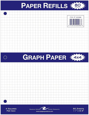 Roaring Spring Loose Leaf Graph Paper, 80 Sheets 8"X11" White 15#, 4X4 ...