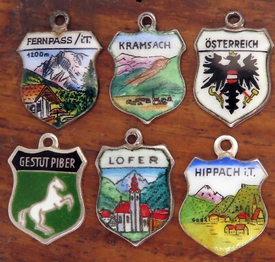 Vintage silver AUSTRIA AUSTRIAN GERMANY SOUVENIR ENAMEL TRAVEL SHIELD ...