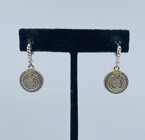 Judith Ripka JR Two Sterling Silver & 18k Gold Diamond Dangle Earrings ...