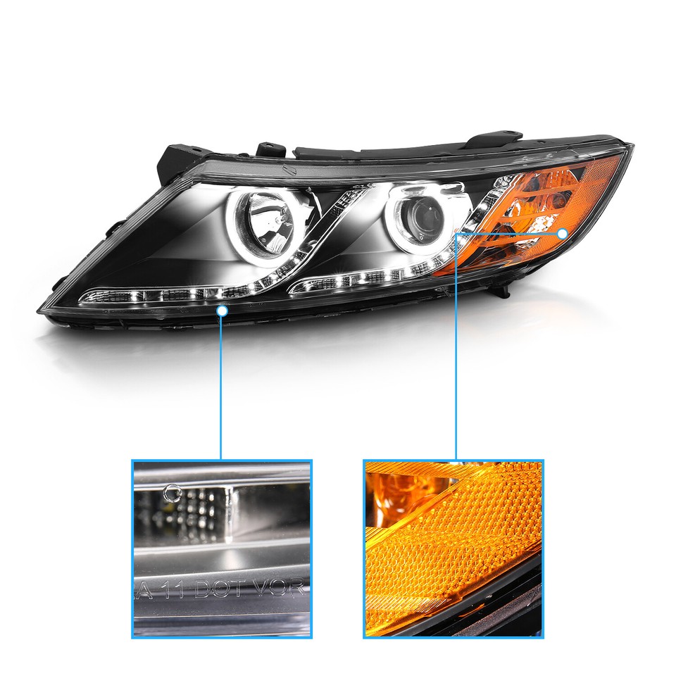 [LED Halo] 2011-2015 Black Projector LED Parking Headlights Pair For ...