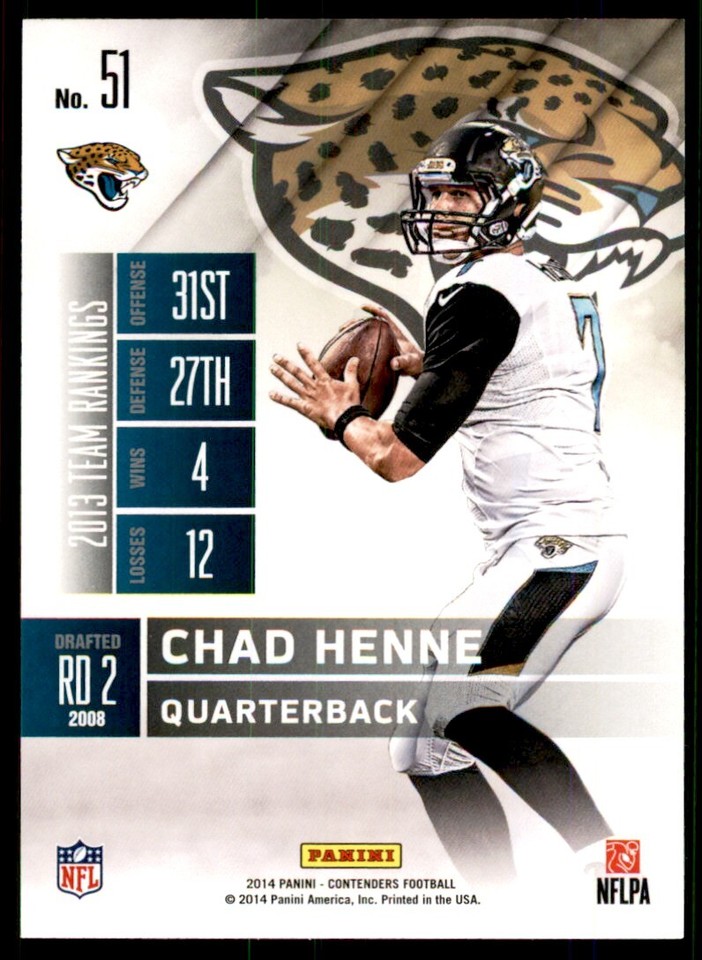 2014 Panini Contenders. Chad Henne Football Cards #51 | eBay