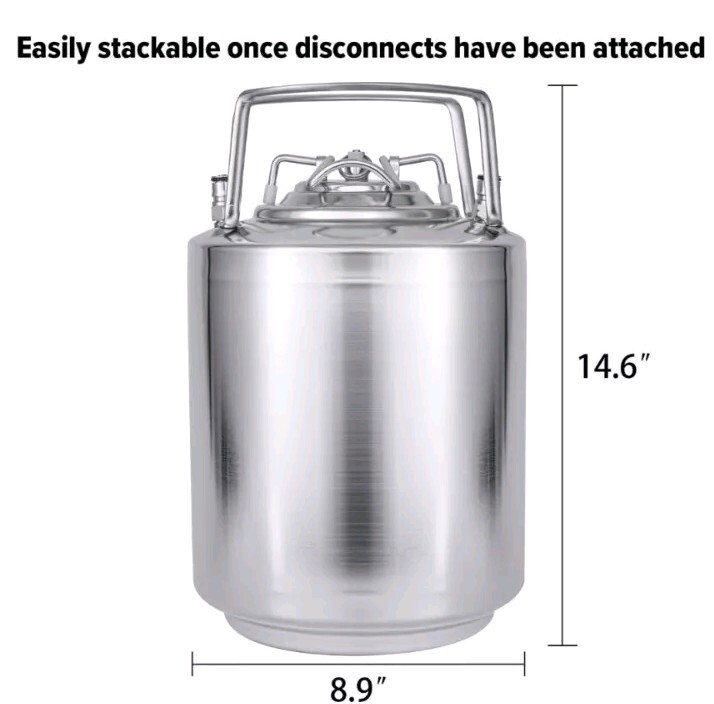 TMCRAFT 2.6 Gallon Mini Ball Lock Keg, Stainless Steel Double Ball Lock ...