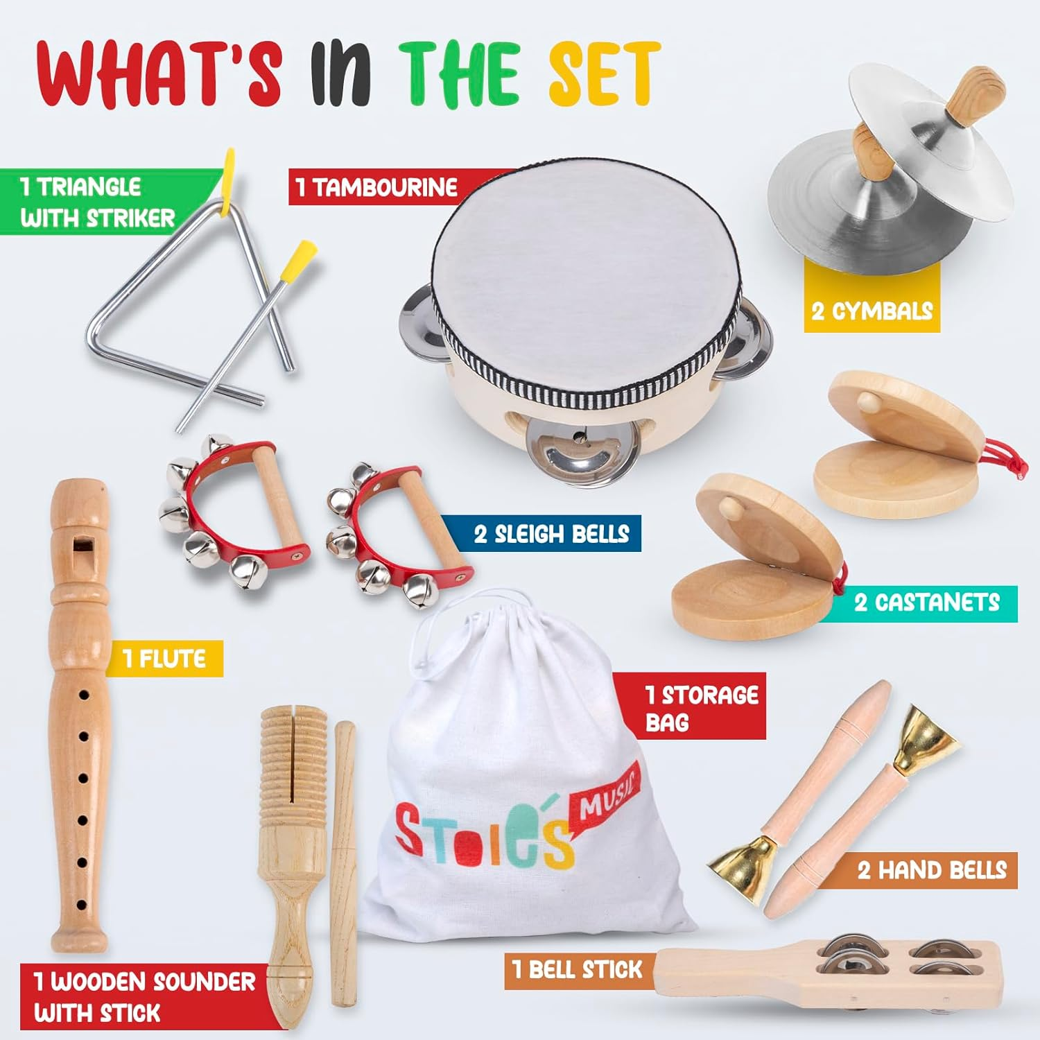 Wooden Music Set, Percussion Kids Musical Instruments, Montessori ...