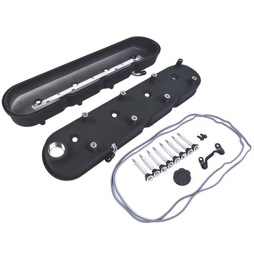 GM LS Cast Aluminum Tall Black Pair Valve Covers w/ Coil Mounts For LS1 ...