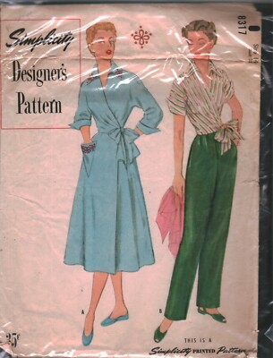 8317 Vintage Simplicity Sewing Pattern Misses 1950s Designer Blouse ...