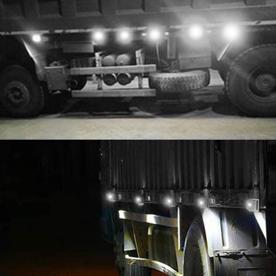 10PCS White LED Side Marker Indicator Light Strip Truck Trailer ...