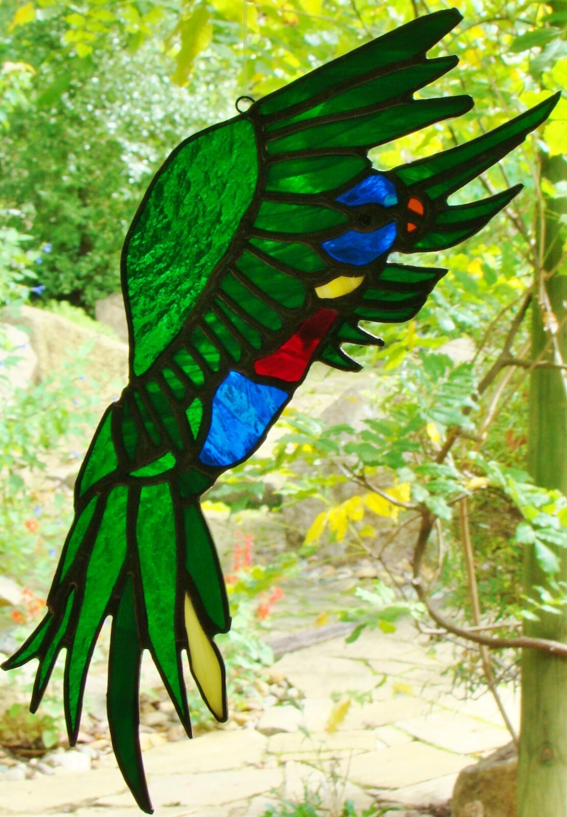 Large TROPICAL PARROTS PAIR male & female Australian Stained Glass ...