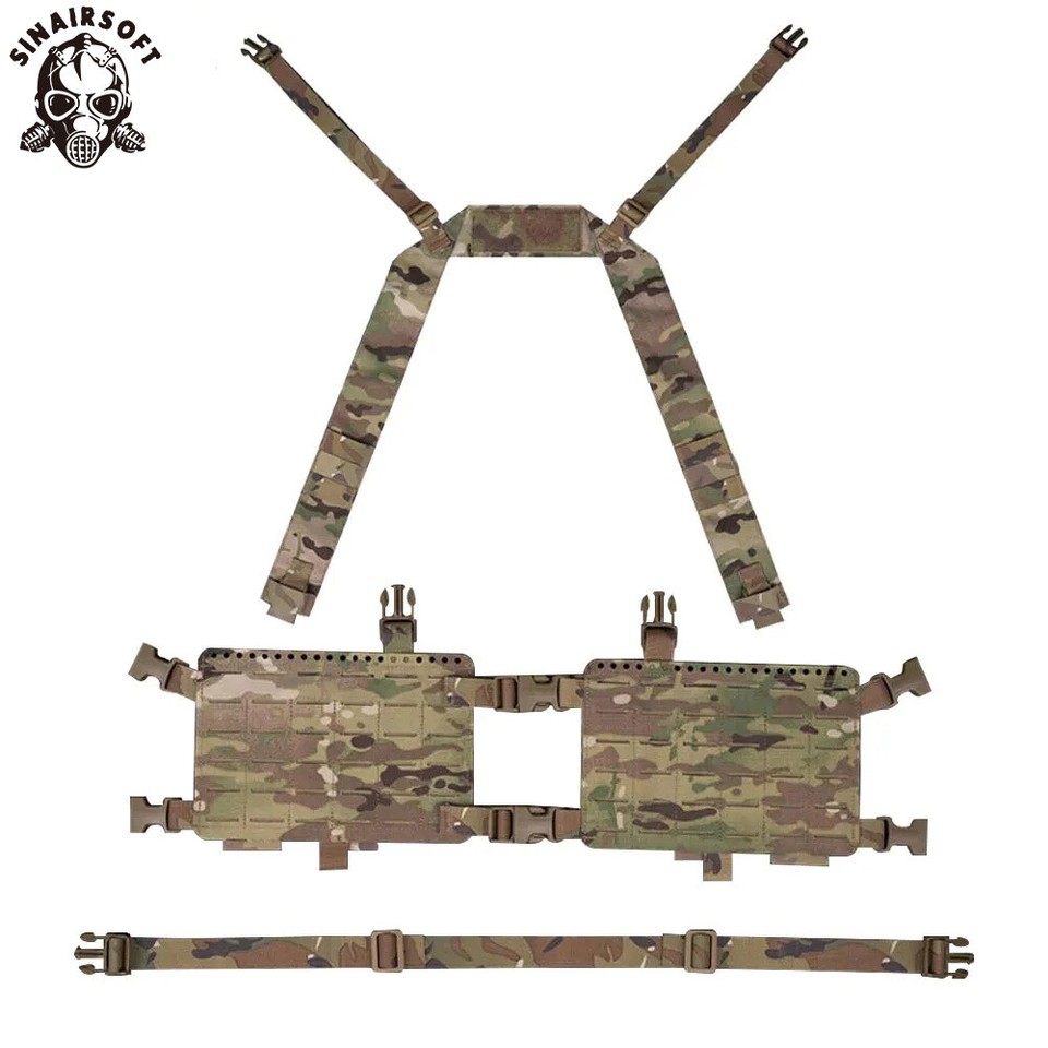 Tactical SS Style Chest Rig 34 Slots Split Chassis H-harness Vest MOLLE ...