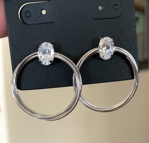 Carla CZ Hoops 14K Signed Posts Sterling Signed Backs Read | eBay