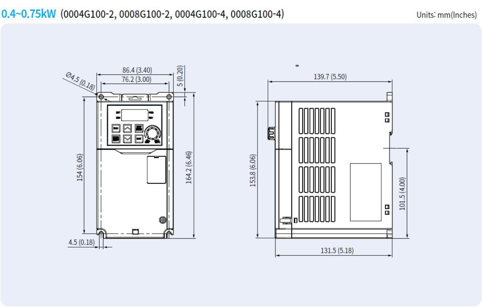 LS Inverter LSLV0004G100-4EONN AC Drive 440VAC 3Phase 0.4kW 0.5Hp SV004 ...