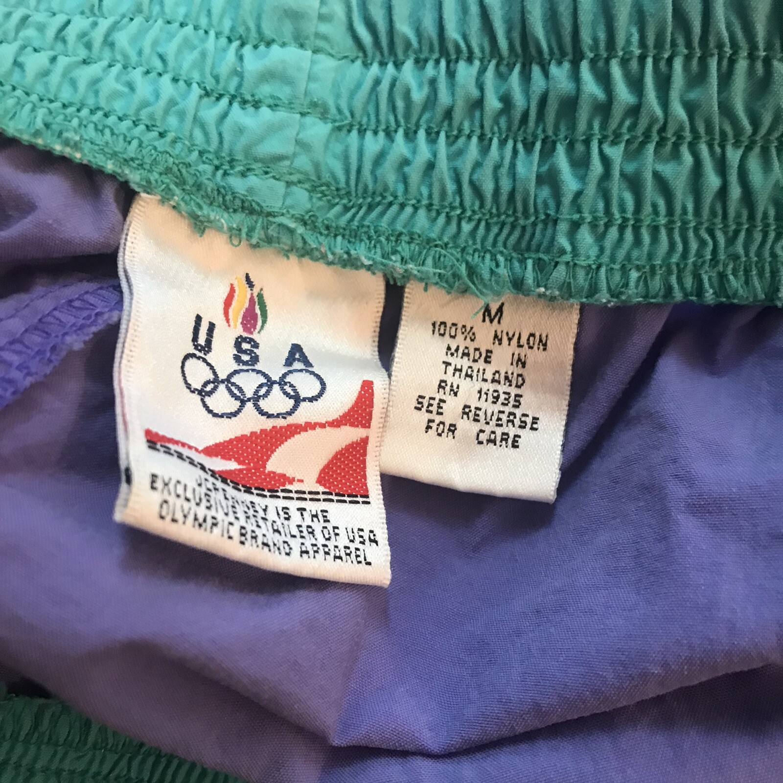 Purple and Teal Team USA Olympic Nylon Swim Trunks Me… - Gem
