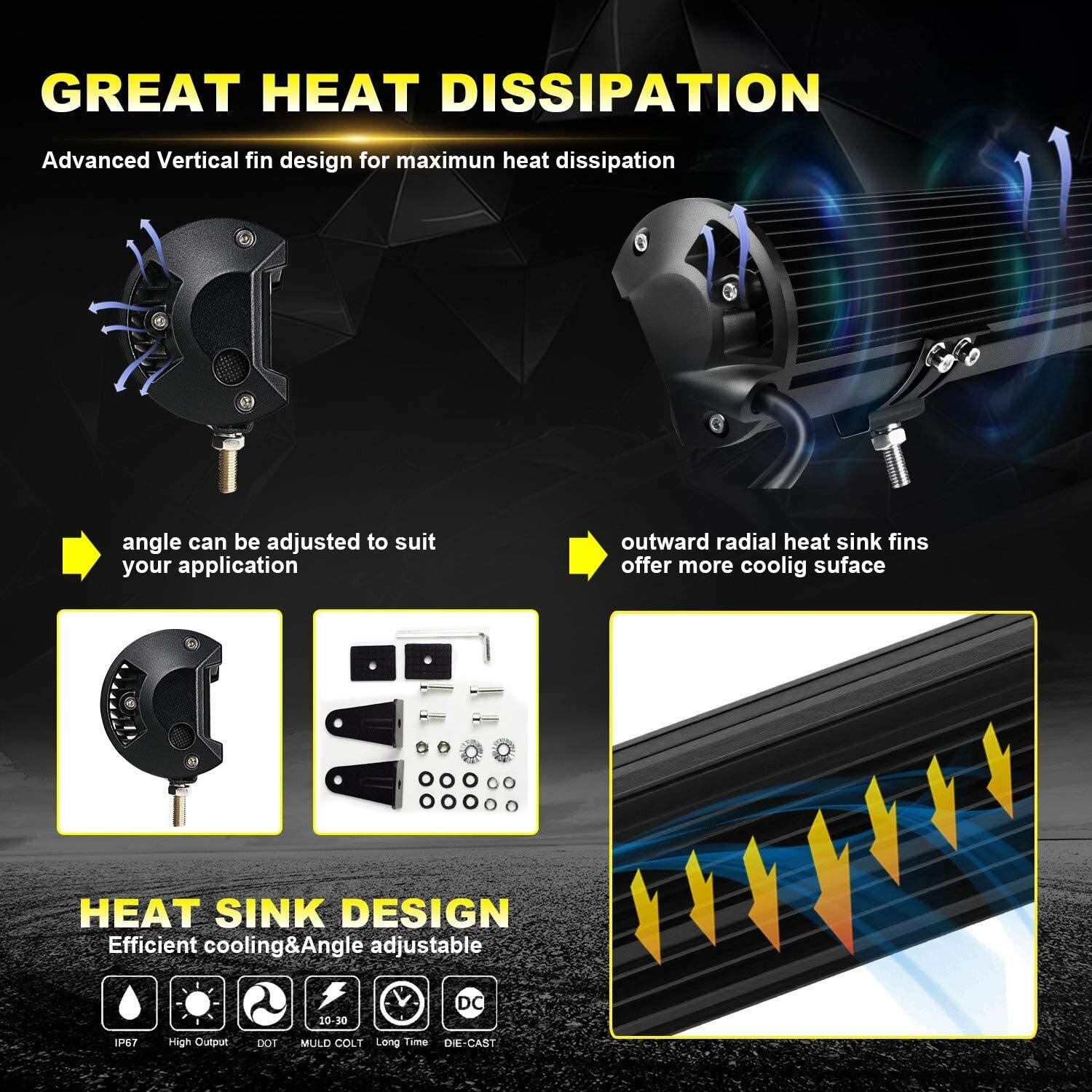 20 inch LED Light Bar 126W Spot Flood Combo IP68 +4x4'' Triple Row POD ...