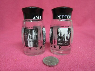 Glass Black White New York Landmarks Salt and Pepper Shakers C3 | eBay