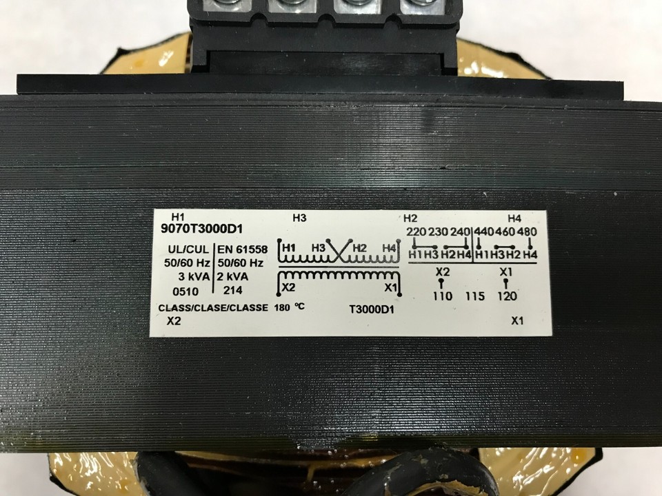 SQUARE D 9070T3000D1 Transformer 3kVA, 230/460VAC Primary, 115VAC ...