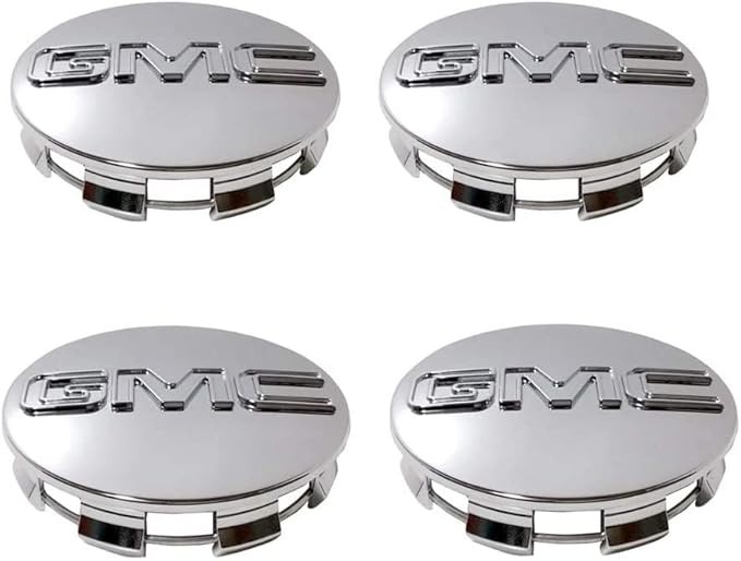 4 CHROME CENTER CAPS 83mm FOR GMC 2014-2023 Sierra Limited & Yukon + XL ...