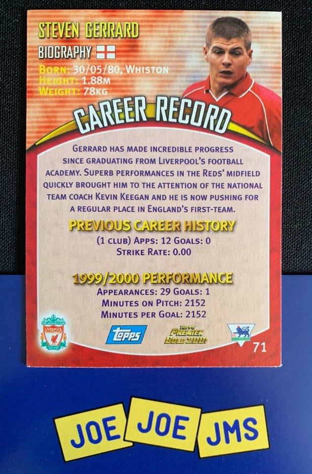 Topps Premier Gold 2001 #71 Steven Gerrard Liverpool Rookie RC Card | eBay