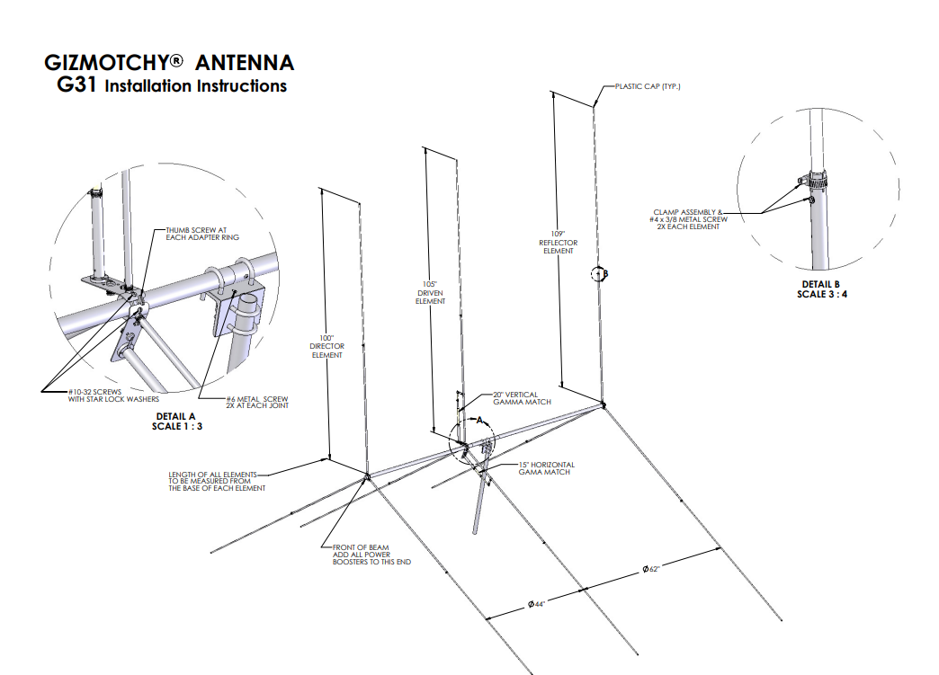 3 Element Gizmotchy® dual polarity 10 - 11 Meter Beam Antenna | eBay