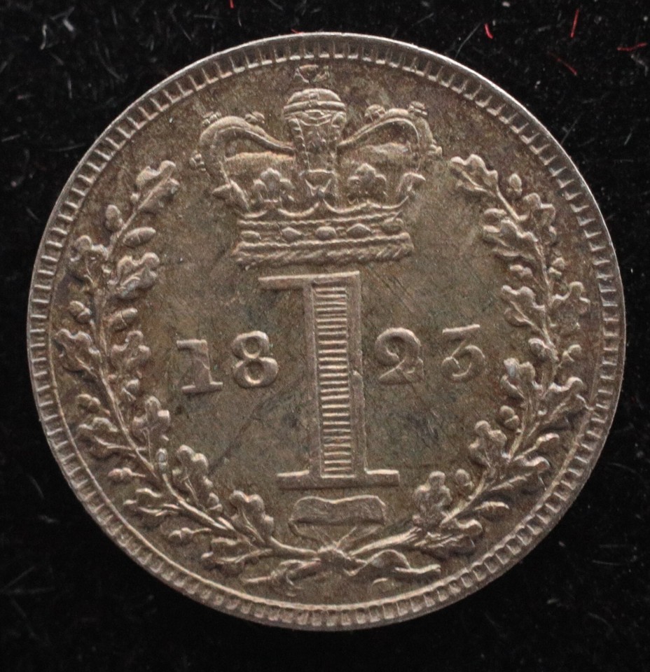 KAPPYSCOINS G5966 GREAT BRITAIN 1823 SILVER ONE PENNY CH TONED UNC ...