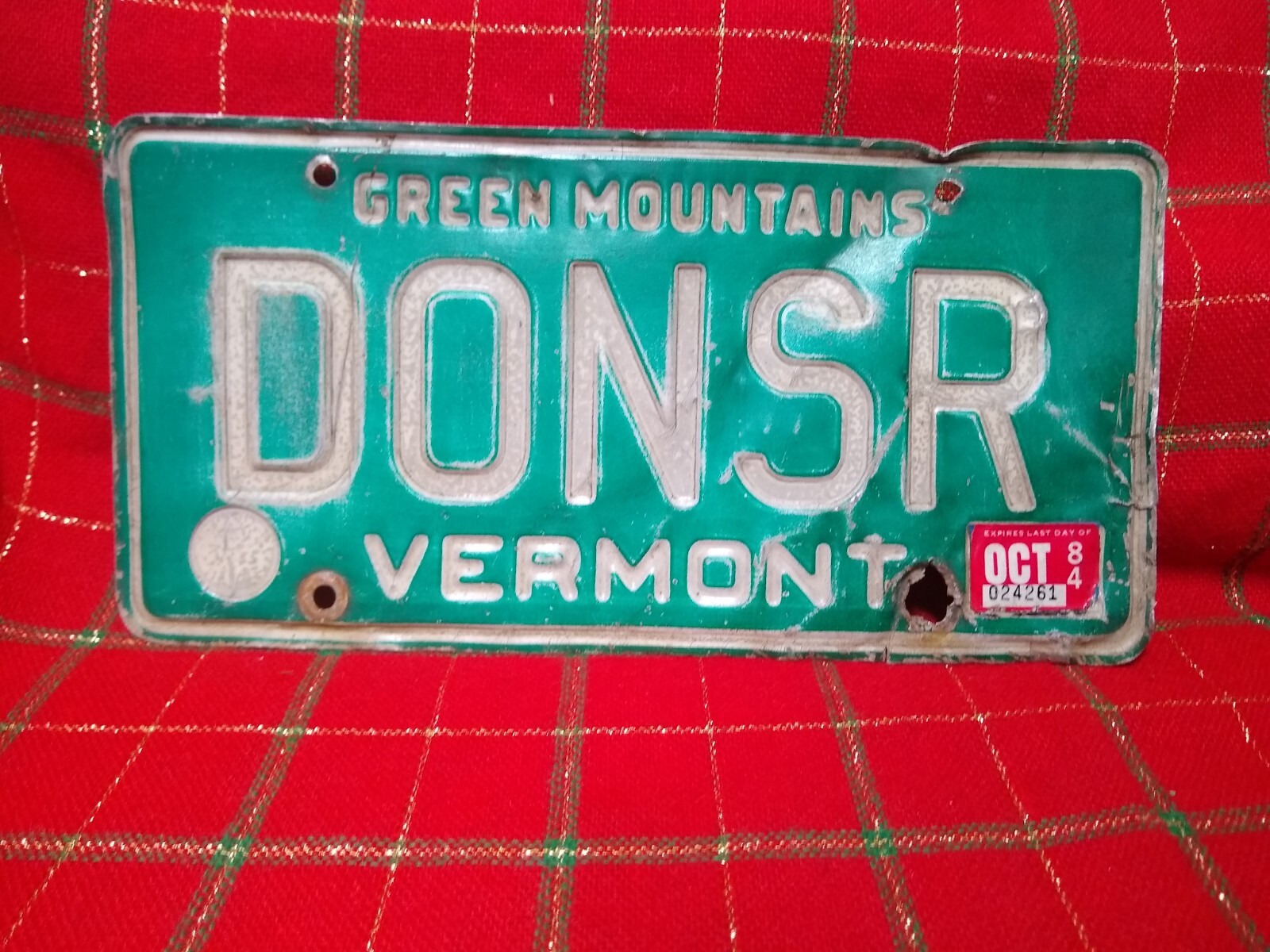Vermont Vanity License Plate Vintage 1970's Or 80's Don Senior Or ...