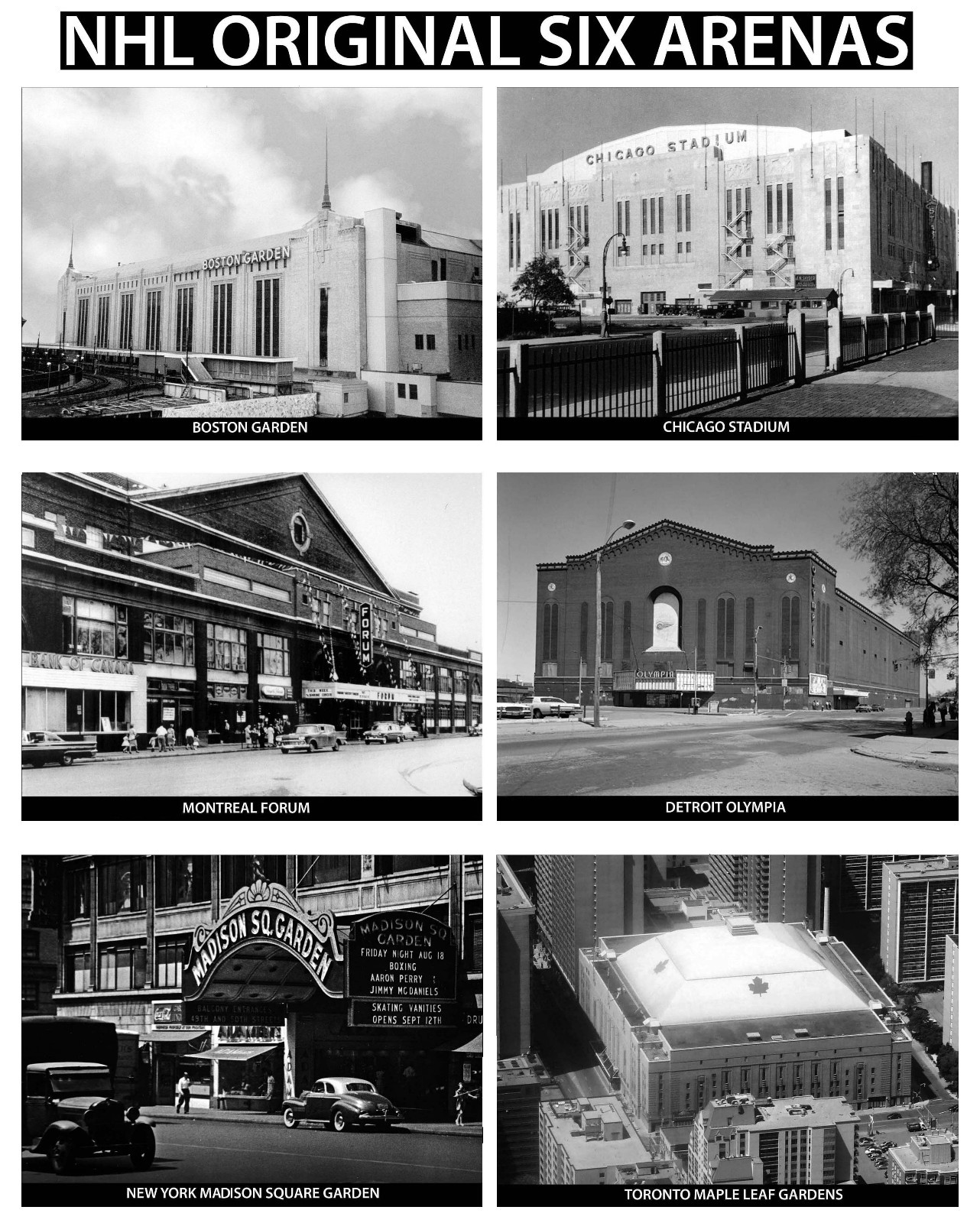 NHL Original Six Arenas, 8x10 B&W Photo | eBay