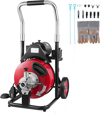 Electric 100FT Drain Cleaner Pipe Snake Auger Cleaning Machine w ...